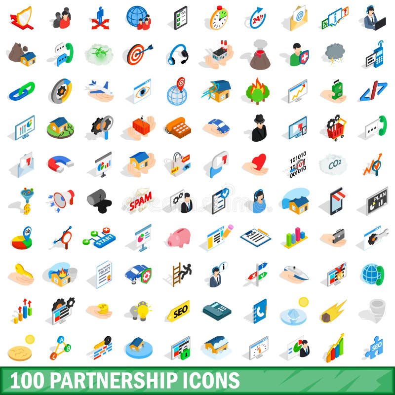 100 Partnership Icons Set, Isometric 3d Style Stock Vector ...