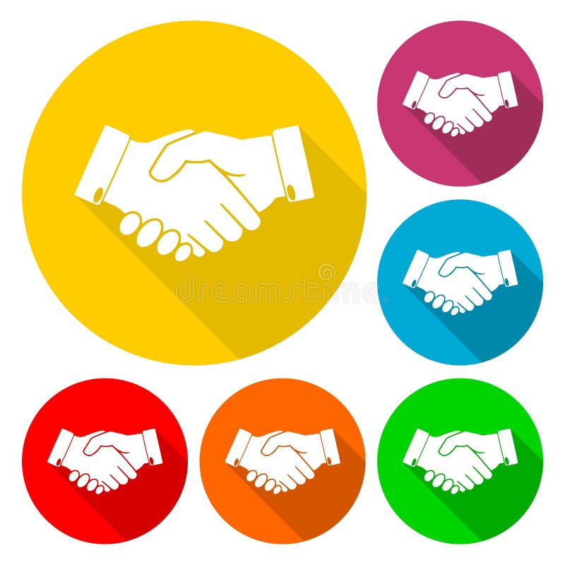 Partnership Icons Set with Long Shadow Stock Vector - Illustration of ...