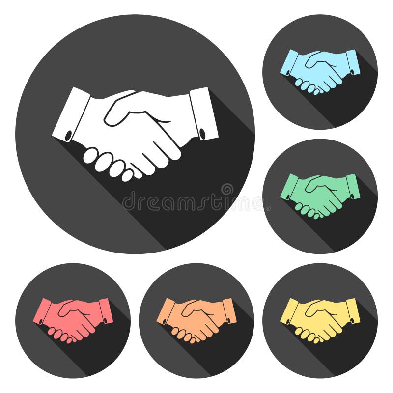 Partnership Icons Set with Long Shadow Stock Vector - Illustration of ...