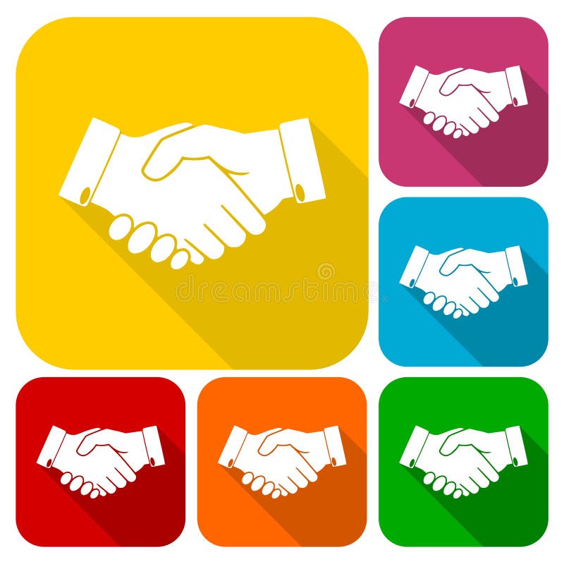 Partnership Icons Set with Long Shadow Stock Vector - Illustration of ...