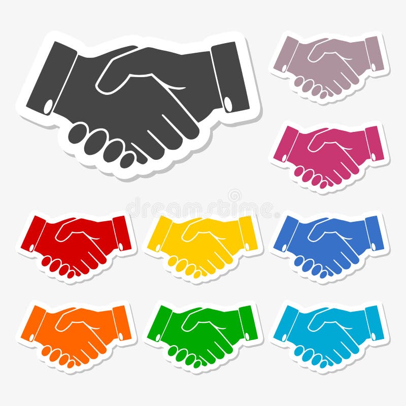 Partnership Icons Stickers Set Stock Vector - Illustration of handshake ...