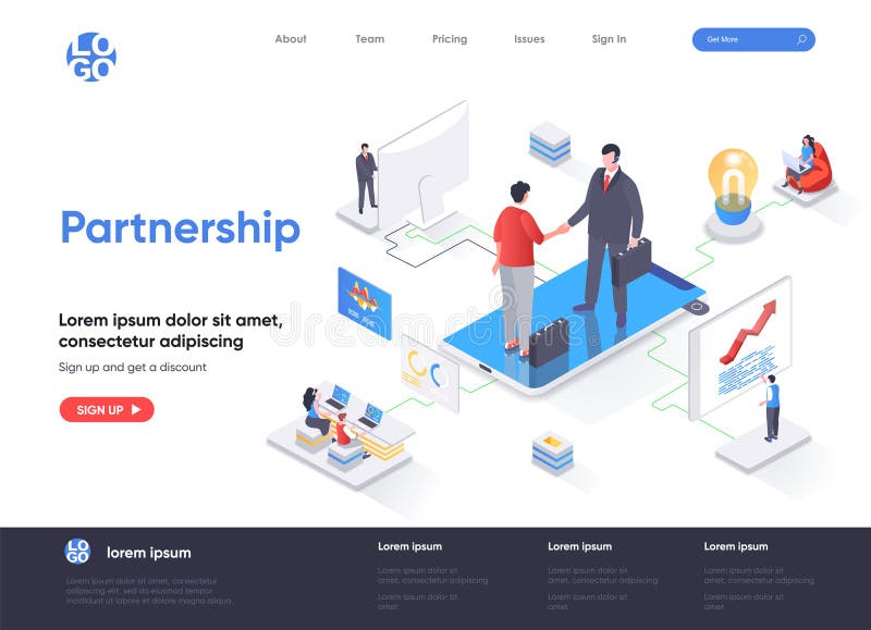 Partnership Isometric Landing Page. Business Collaboration, Partners ... Partnership Isometric Landing Page. Business Collaboration, Partners ...