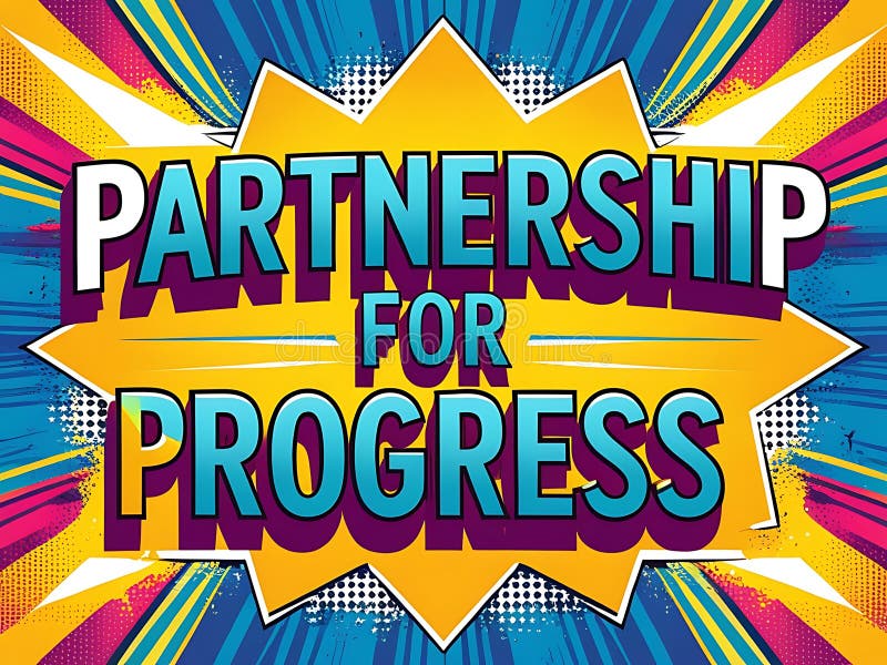 Partnership for Progress a Colorful Comic Book Style Design Stock ...