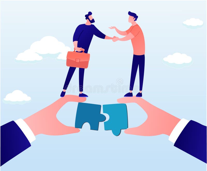 Partnership, Teamwork, or Collaboration To Success, Solve Jigsaw Puzzle ...
