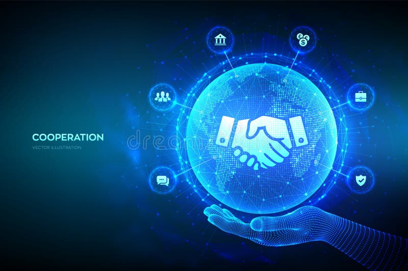 Teamwork Technology Concept. Business Partnership. Global Cooperation ...