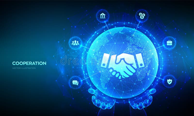 Teamwork Technology Concept. Business Partnership. Global Cooperation ...