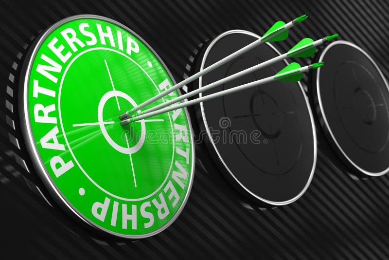 Partnership Words on Green Target. Stock Photo - Image of corporate ...