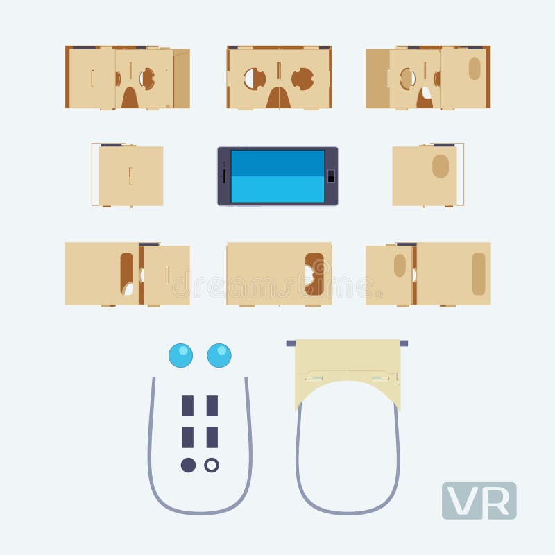 Parts of the Cardboard Virtual Reality Headset Stock Vector ...