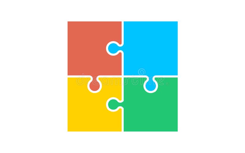 Parts of Colored Puzzles on White Background. 4 Puzzle Pieces Vector ...