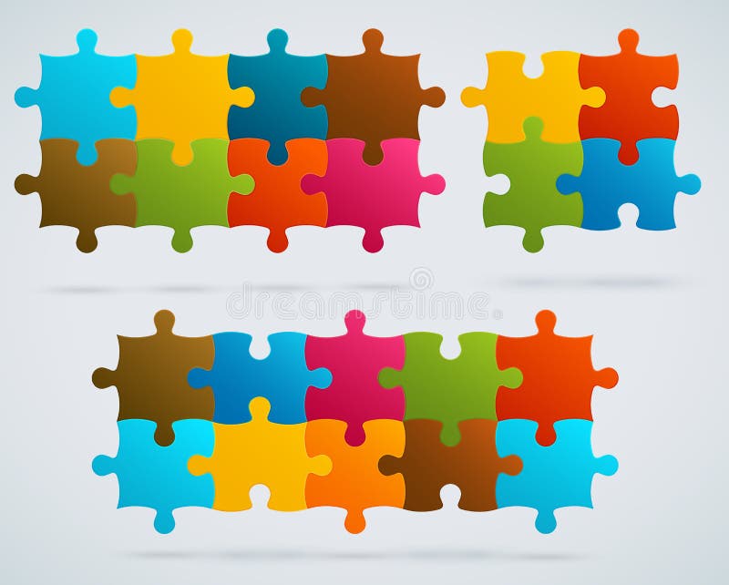 Parts of Colorful Puzzles. Set of 8, 4, 10 Vector Stock Vector ...