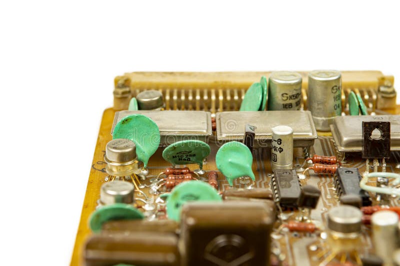 Parts and Components on Printed Circuit Boards Close-up Electronic ...