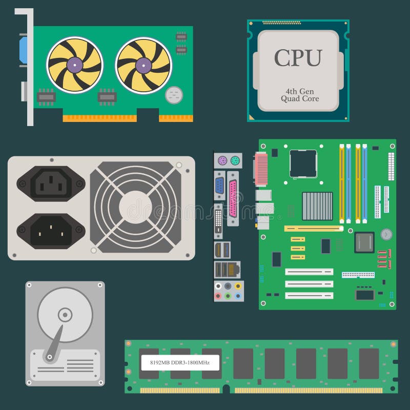 Parts of Computer stock vector. Illustration of vector - 84616156