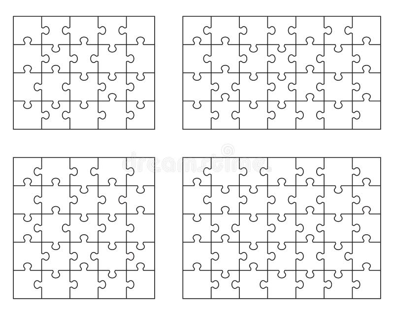 12 White Puzzles Pieces Arranged in a Rectangle Shape. Jigsaw Puzzle ...