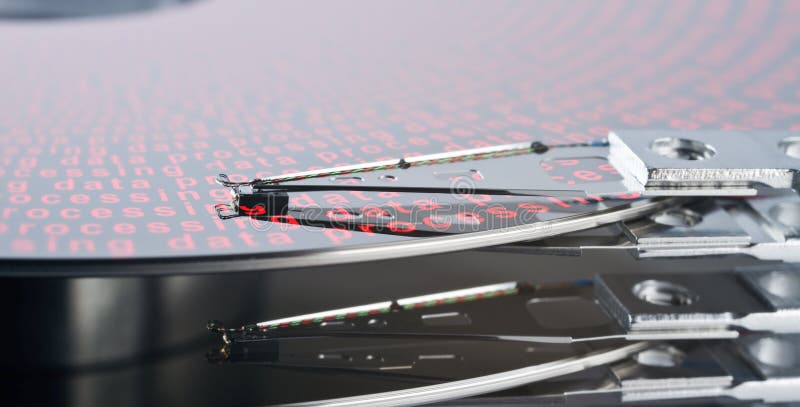 Parts of Hard Disk Drive with Information Stock Photo - Image of ...