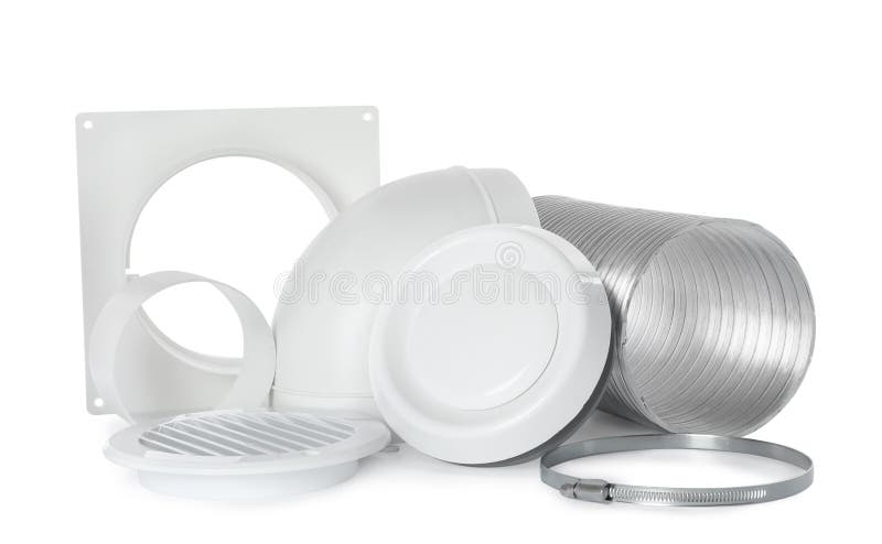 Parts of Home Ventilation System Isolated on White Stock Image - Image ...