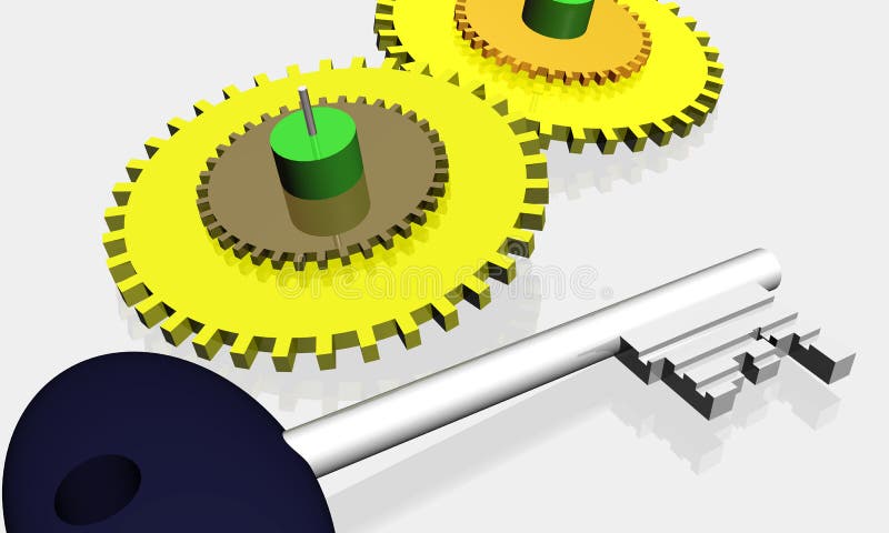 Parts of Mechanism and Key 3D Stock Illustration - Illustration of ...
