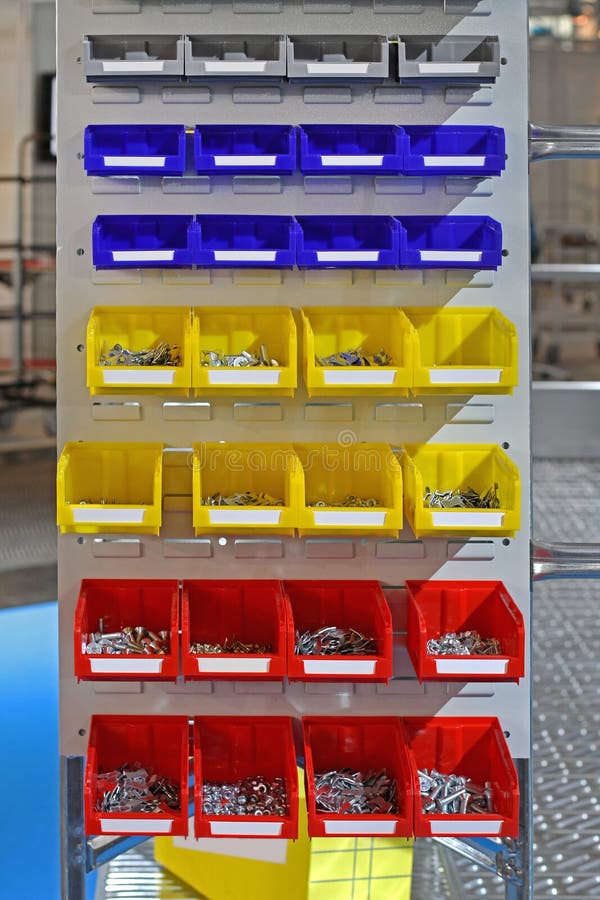 Parts Organizer Bins Shelf stock photo. Image of nuts - 329483136