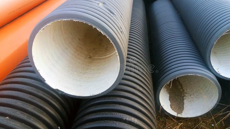 The Parts for Sewer Water Drain, Pipes Stock Photo - Image of brown ...