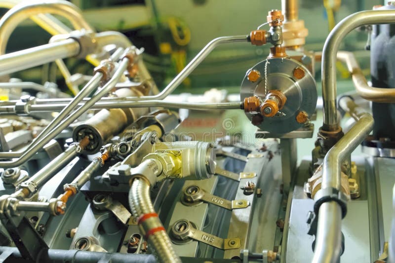Parts on Surface of a Gas Turbine Made from an Aircraft Engine Stock ...