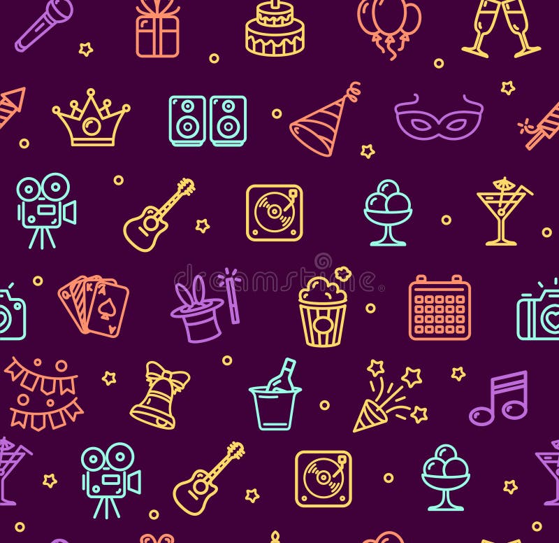 Party Background Pattern. Vector Stock Vector - Illustration of drink ...