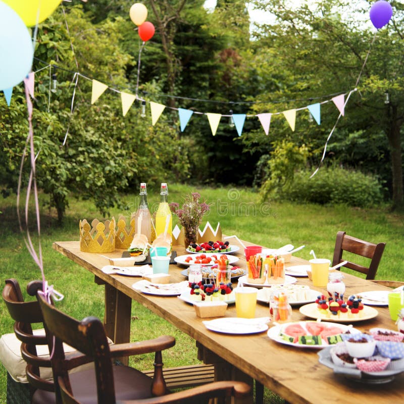 Party in the backyard stock photo. Image of food, holiday - 101848538