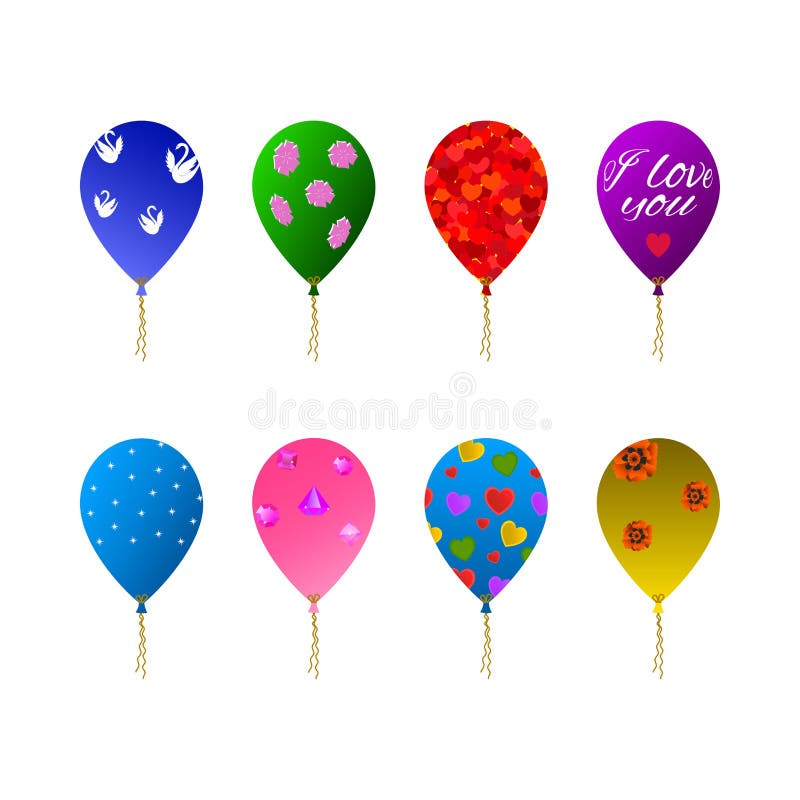 Party Balloon Objects Set stock vector. Illustration of cartoon - 250214560