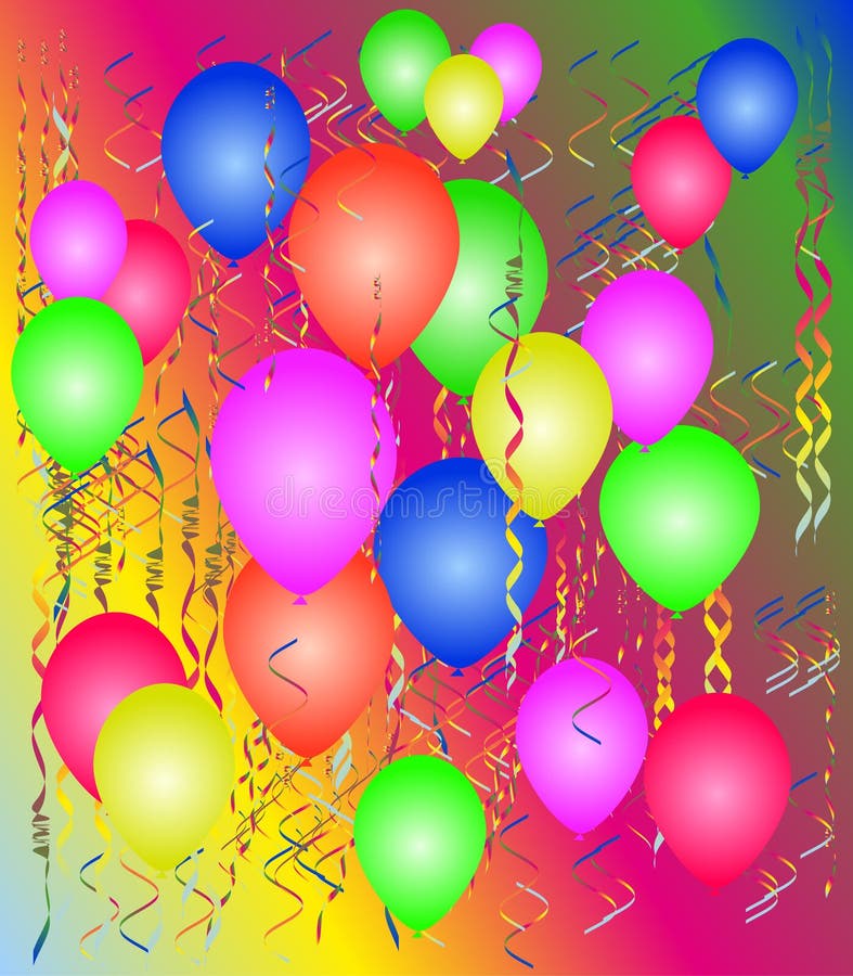 Balloons Birthday Background Stock Illustration - Illustration of ...