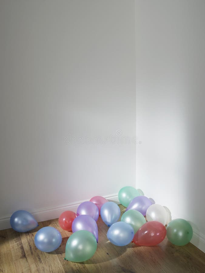 Party Balloons in a Corner stock image. Image of space - 30848707