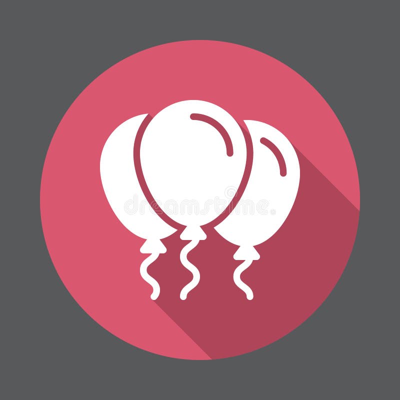 Party Balloons Flat Icon. Round Colorful Button, Circular Vector Sign ...