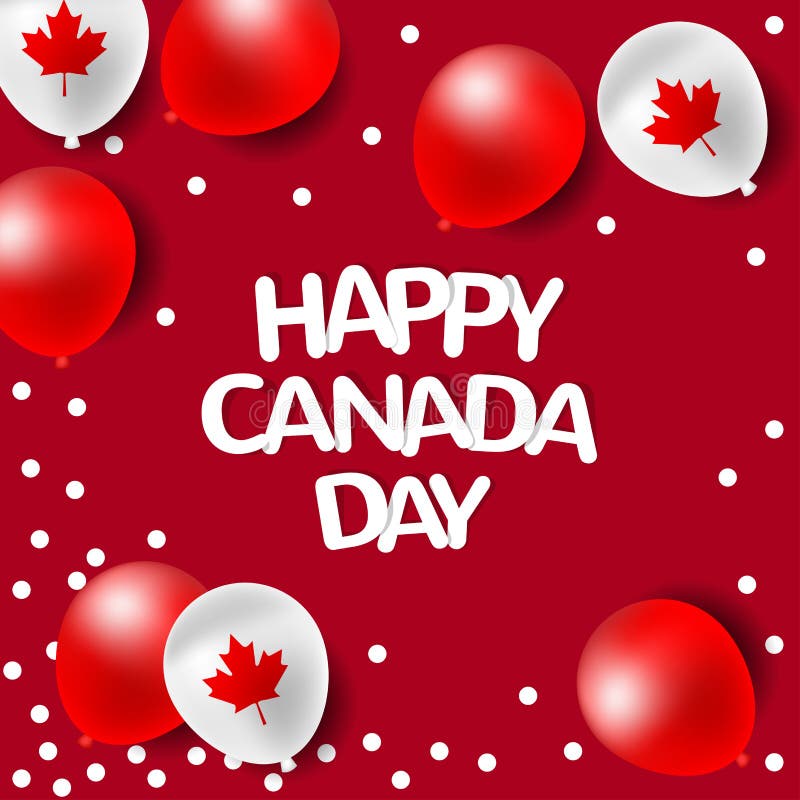 Red and White Party Balloons for National Day of Canada Stock Vector ...