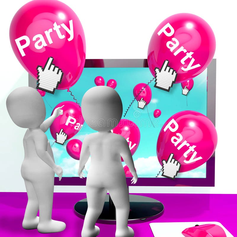 Party Balloons Represent Internet Parties and Invitations Stock ...