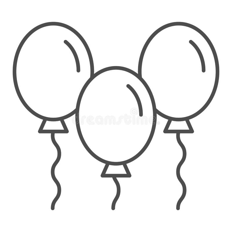 Party Balloons Line Icon. Two Balloons Vector Illustration Isolated on ...