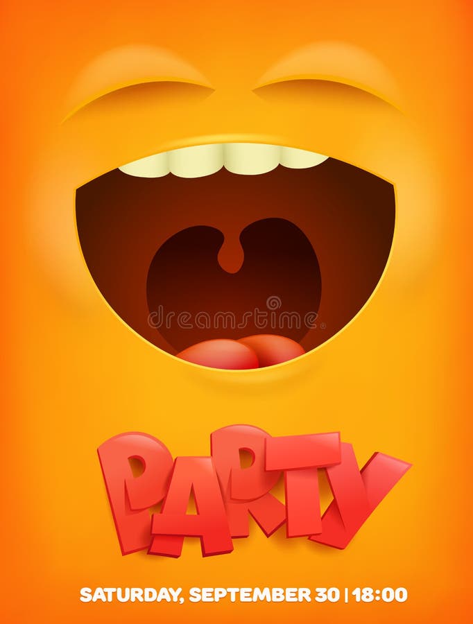 Party Banner Template with Yellow Emotional Face Stock Illustration ...