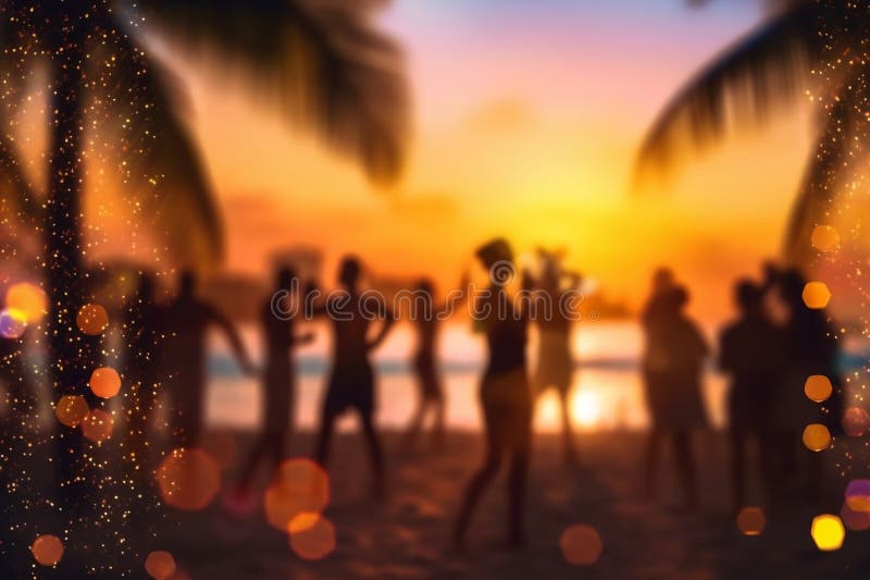 Party Beach Blurred People Having Night Beach Party. Generative AI ...