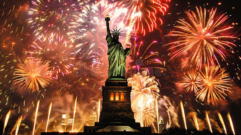 The Party Behind the Statue of Liberty Stock Photo - Image of freedom ...