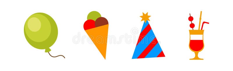 Party and Birthday Celebration Icon and Object Vector Set Stock Vector ...