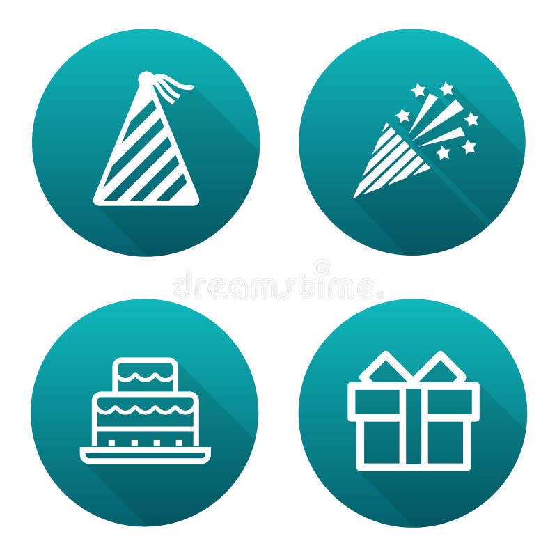 Party Birthday And Celebration Icons Vector Illustrations Buttons