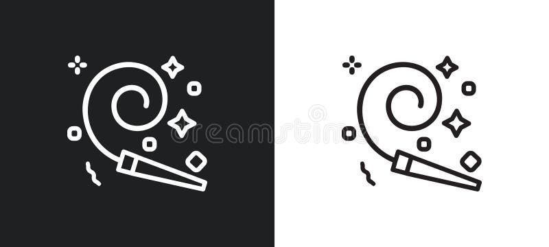 Party Blower Outline Icon in White and Black Colors. Party Blower Flat ...