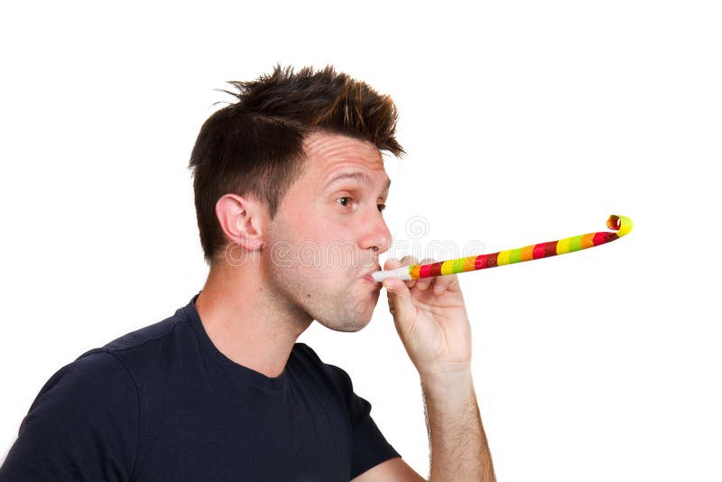 Party blowers stock photo. Image of hair, happy, birthday - 25143824