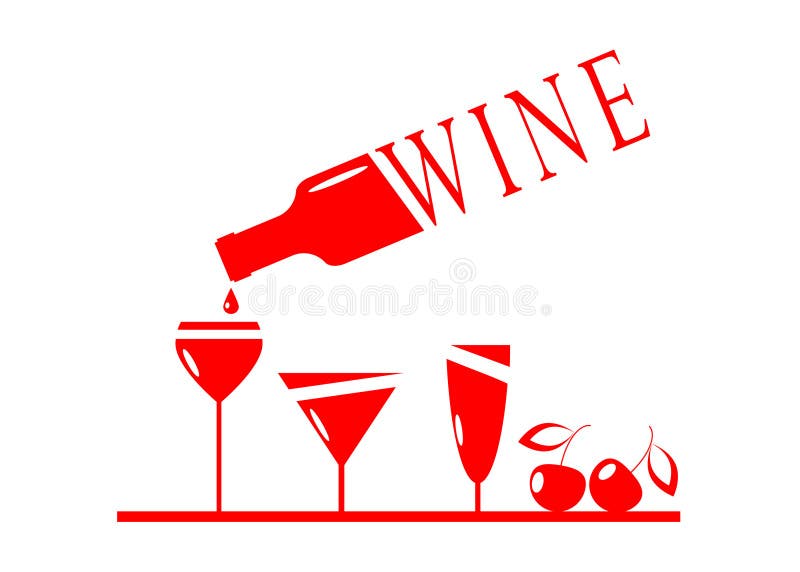 Minimalistic Wine Pour Symbol Stock Vector - Illustration of dinner ...