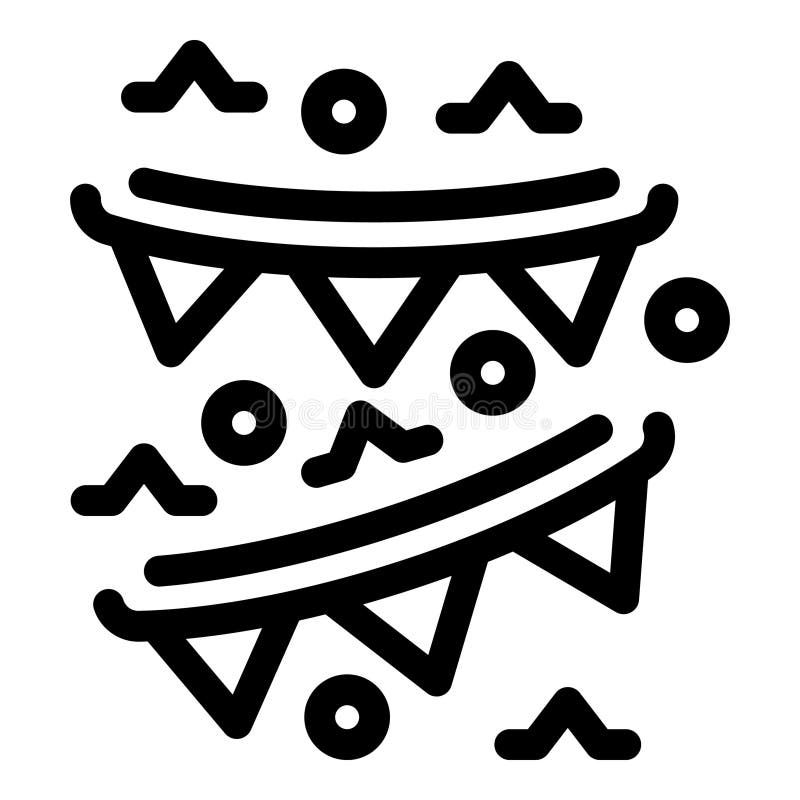 Party Bunting Hanging and Celebrating with Confetti Icon Stock ...