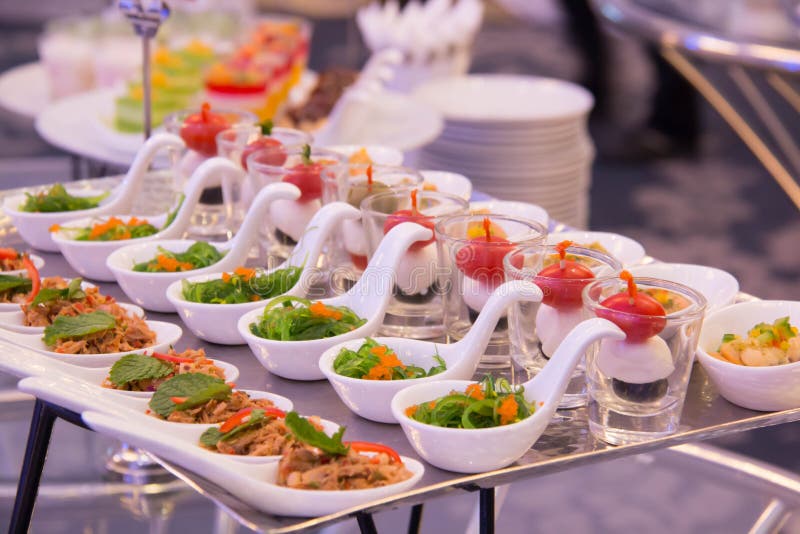 Party Catering Cocktail Food on a Mini Dish Stock Image - Image of ...