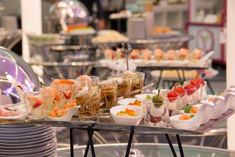 Party Catering Cocktail Food on a Mini Dish Stock Image - Image of ...