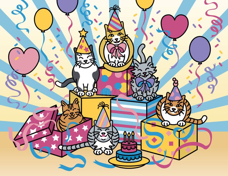 Party Cats stock vector. Illustration of pets, happy, cute - 8750010