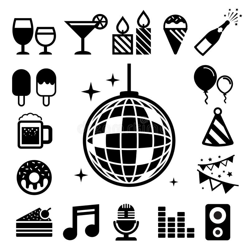 Party and Celebration Icon Set. Stock Vector - Illustration of ...
