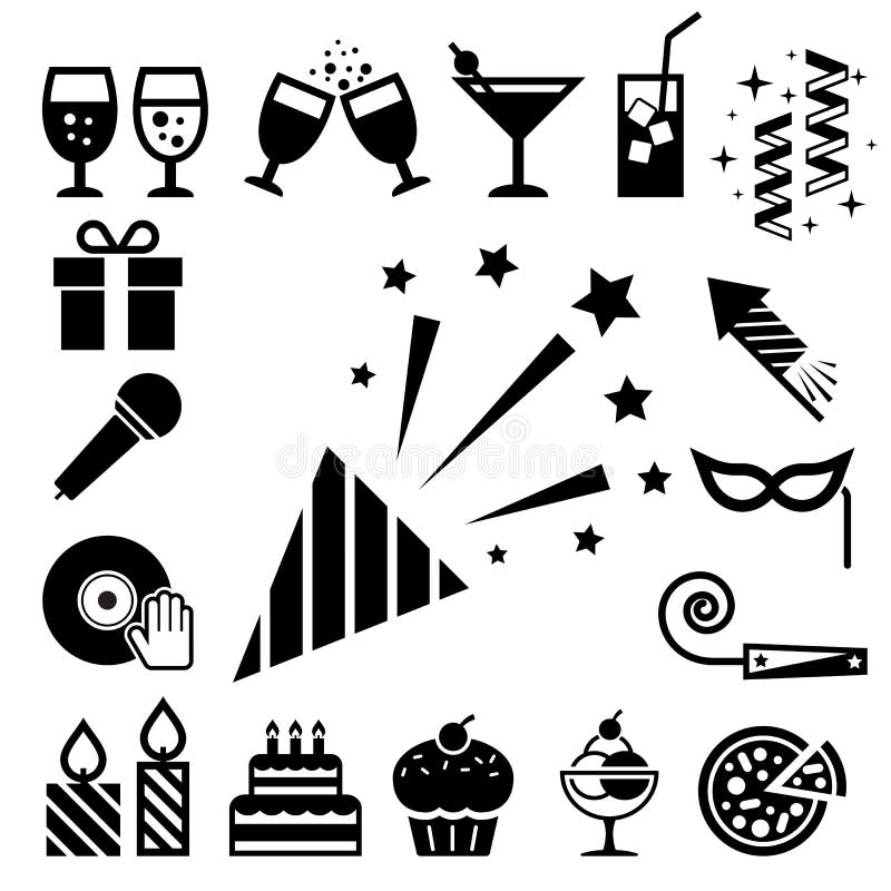 Party and Celebration Icon Set. Stock Vector - Illustration of ribbon ...