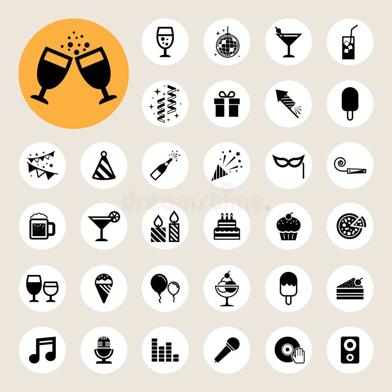 Party and Celebration Icon Set. Stock Vector - Illustration of ...