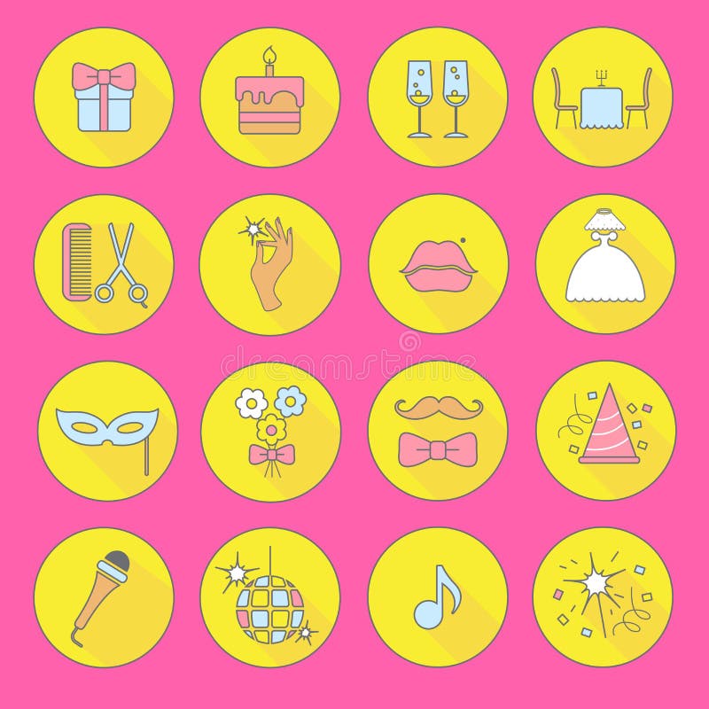 Party_and_Celebration_icon_set_Vector_silhouette_illustration Stock ...