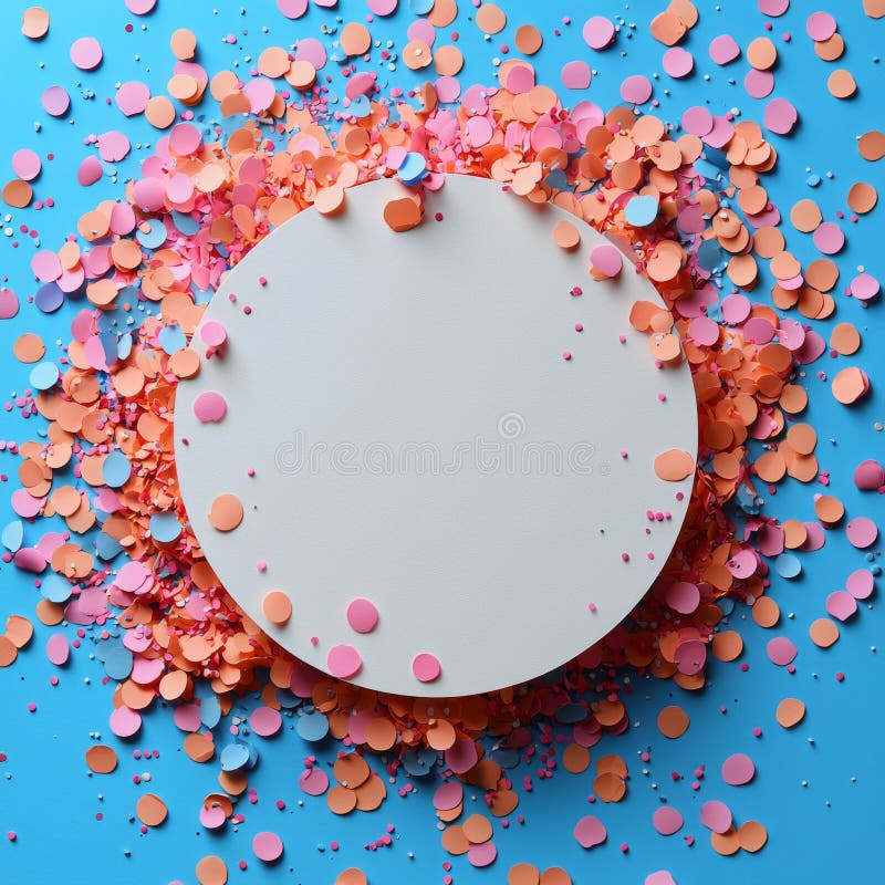 Party Celebration Scene with Festive Confetti Scattered on a Pink ...