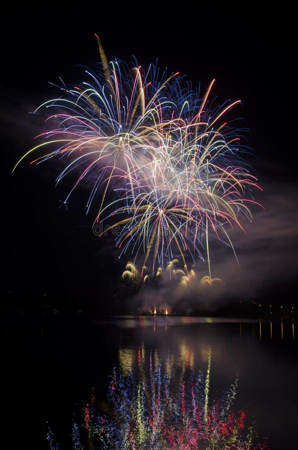 Party with Colorful Fireworks Show Stock Photo - Image of party ...